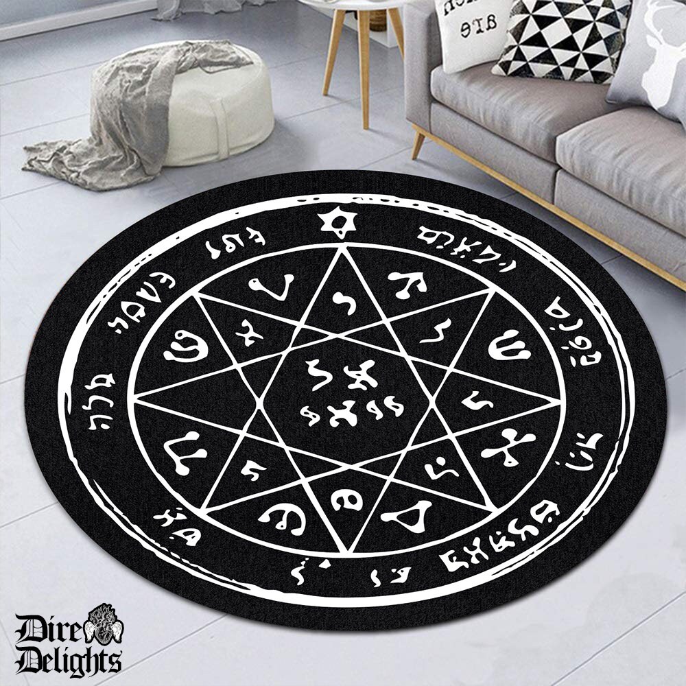 Satanic Sigil With Occult Runes Round Rug Runes From Hell - Etsy