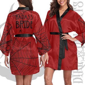 Gothic Bachelorette Burgundy Robes, Badass Bride,maid of Horror,bride's ...
