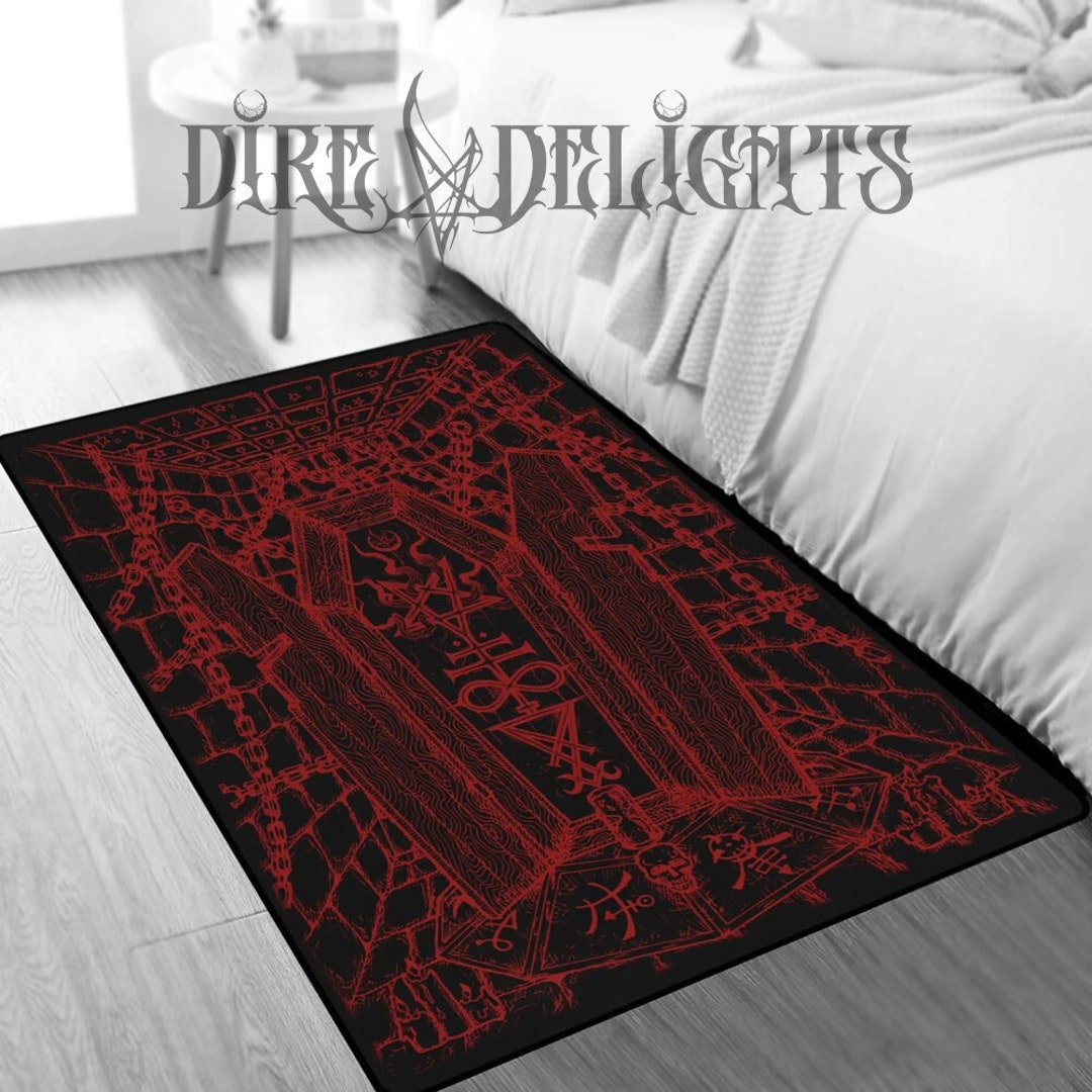 Chained Coffin Big Rug, Demonic Floor Mat,witch Room Metal Rock Decor ...