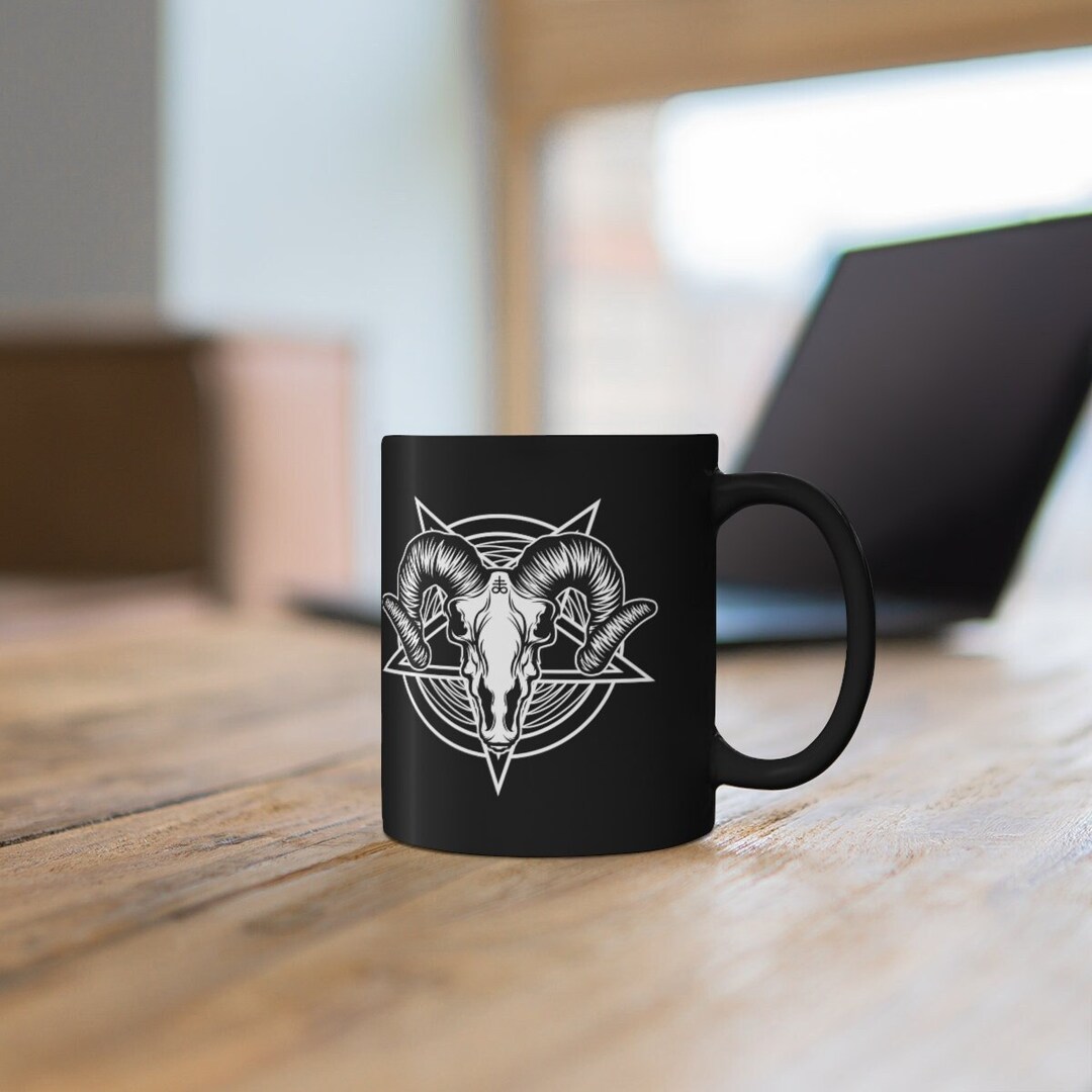 Baphomet Ram Head With Leviathan Cross 11 Oz / 320 Ml Ceramic Black Mug ...