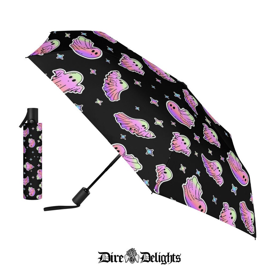 Pastel Goth Neon Umbrella, Auto Open Umbrella, Kawaii Ghosts Umbrella ...