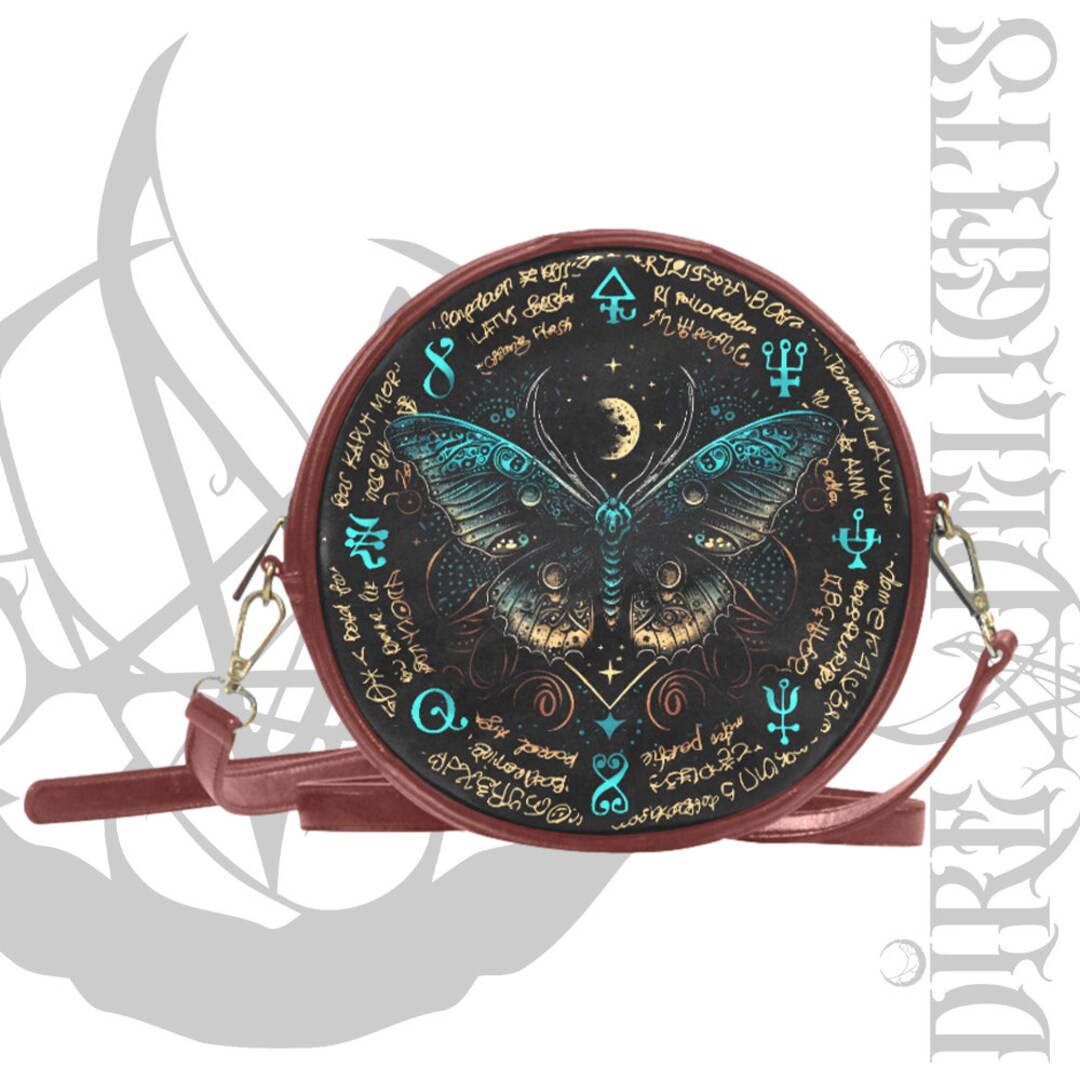 Fairy Moth Round Shoulder Bag, Goth Handbag With Zipper, Dark Gothic ...