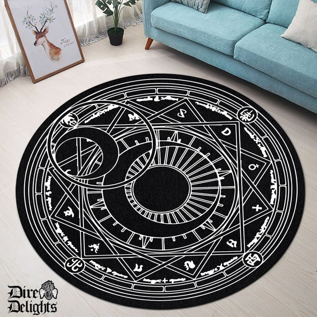 Magic Round Rug, Anime Magic Round Mat, Occult Wicca Carpet, Japanese ...