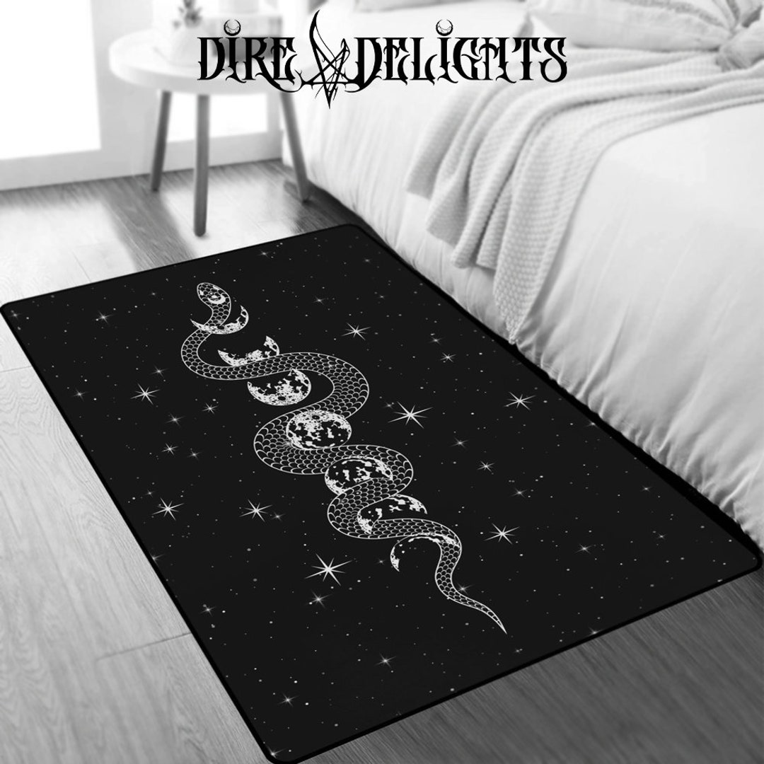 Moon Phases Snake Rug, Starry Night Design, Witch Room Decor, Halloween ...