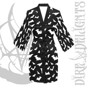 Gothic Bats Robe,vampire Kimono Robe,bath Robe,gothic Chiroptera Witchy ...