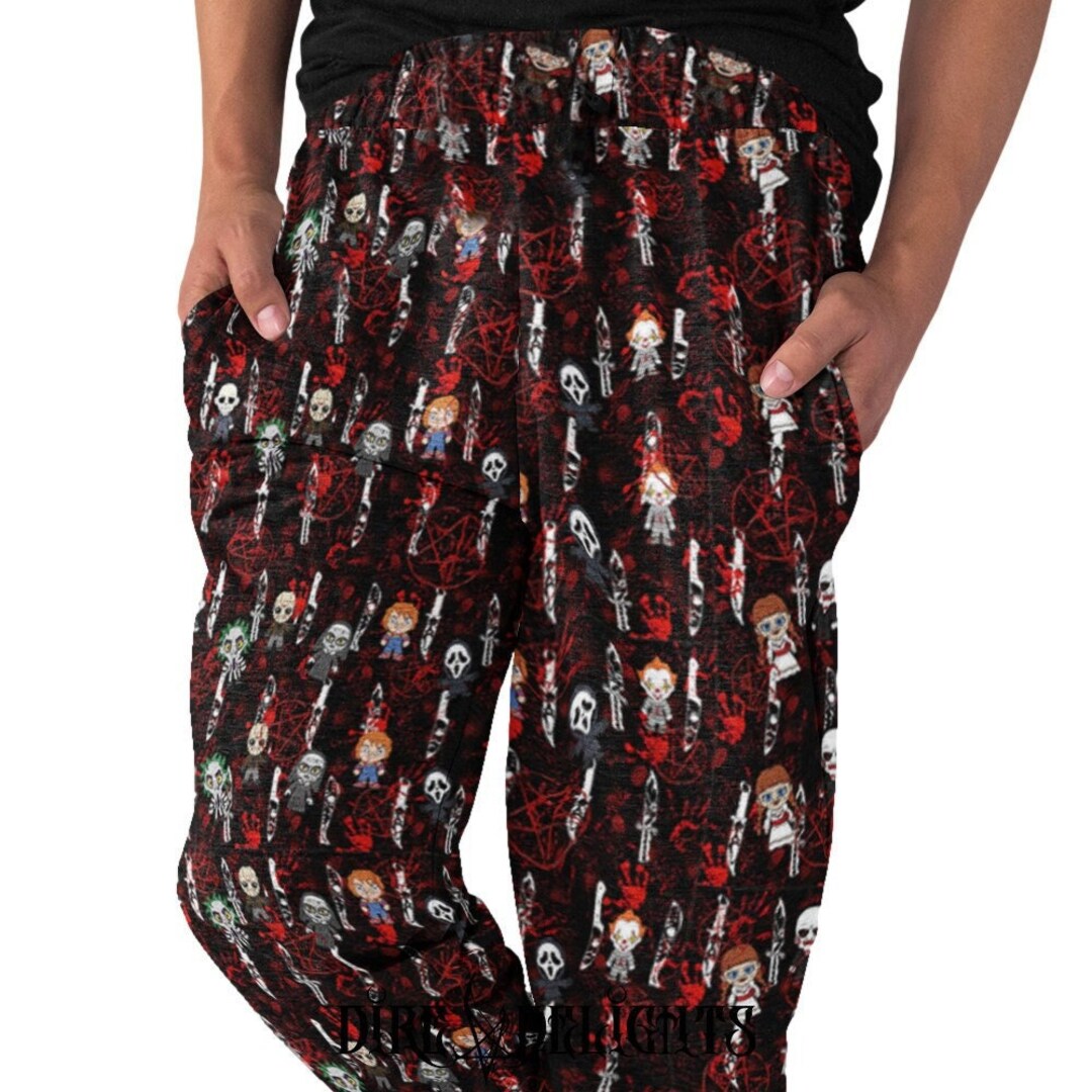 Chibi Serial Killers Unisex Pajama Pants, Oversized XS-4XL Goth Pajama ...