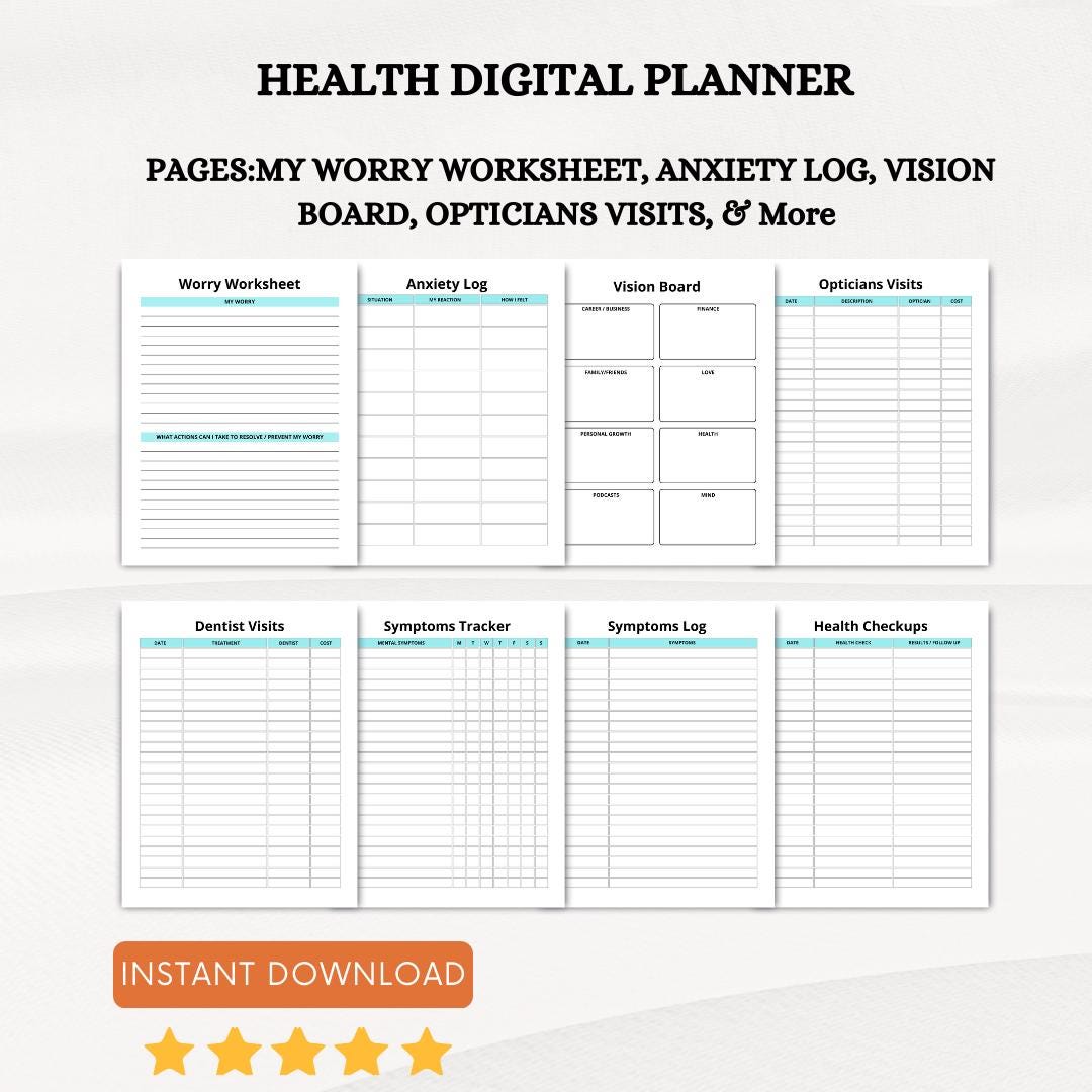 Digital Health Planner, Wellness Tracker, Fitness Journal, Health Goals ...
