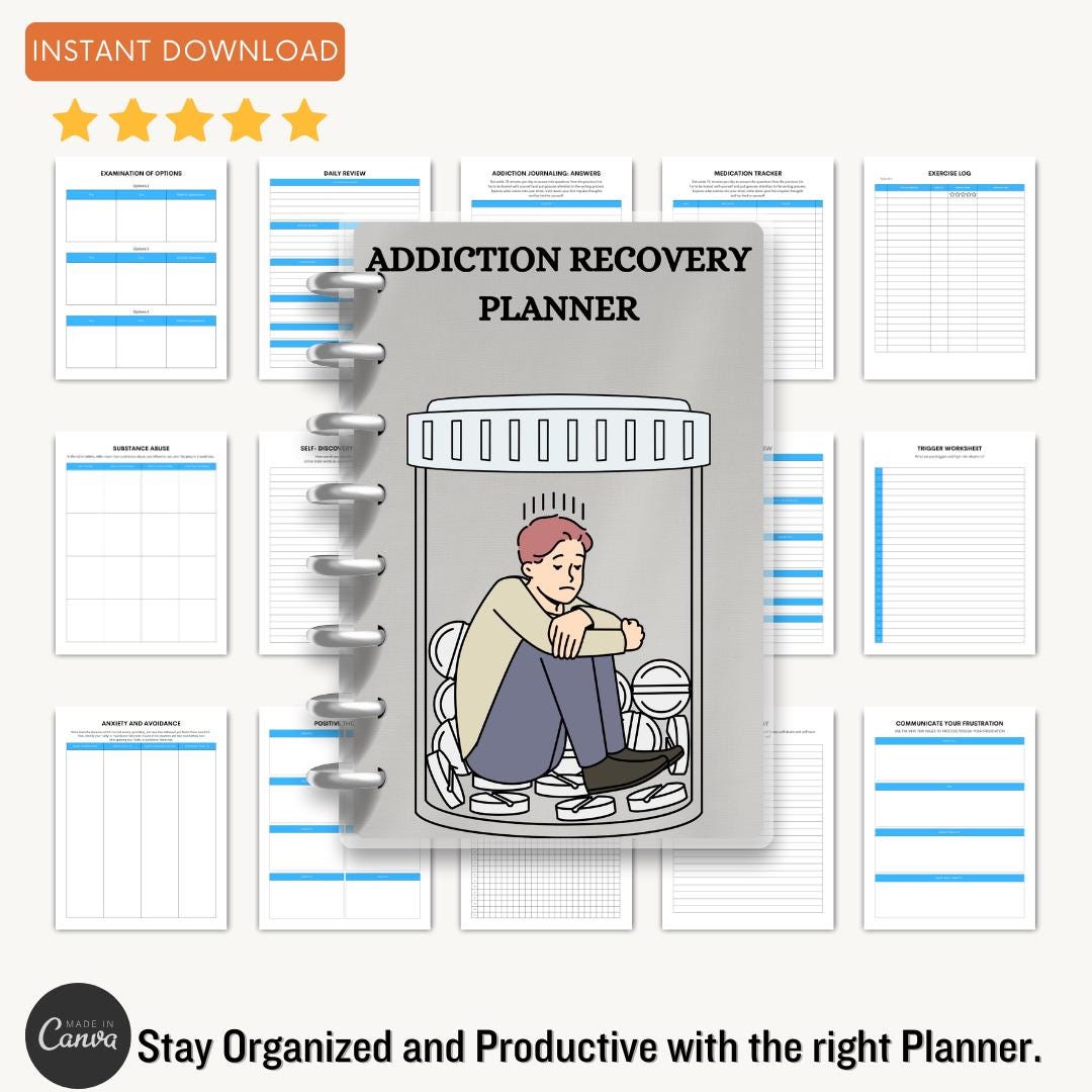 Addiction Recovery Planner, Sobriety Journal, Sobriety Tracker, Sober ...