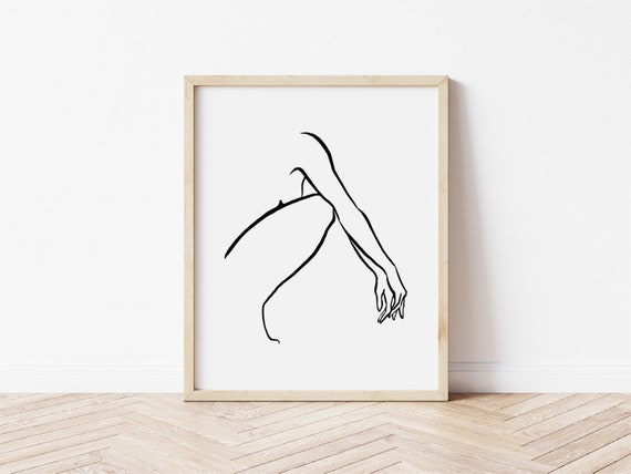 Woman Crouching Line Art Print / Female Body / Woman Body Line | Etsy