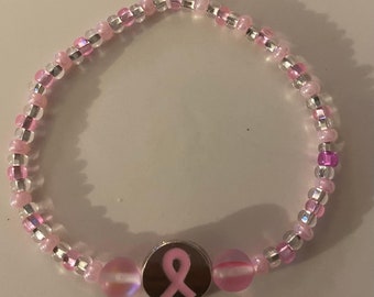 Breast Cancer Beaded Bracelet - Etsy