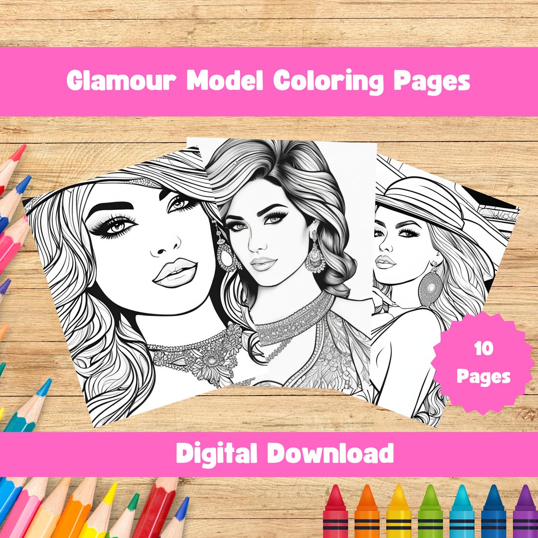 Glamour Model Hair Coloring Pages for Kids Teens & Adults - Etsy
