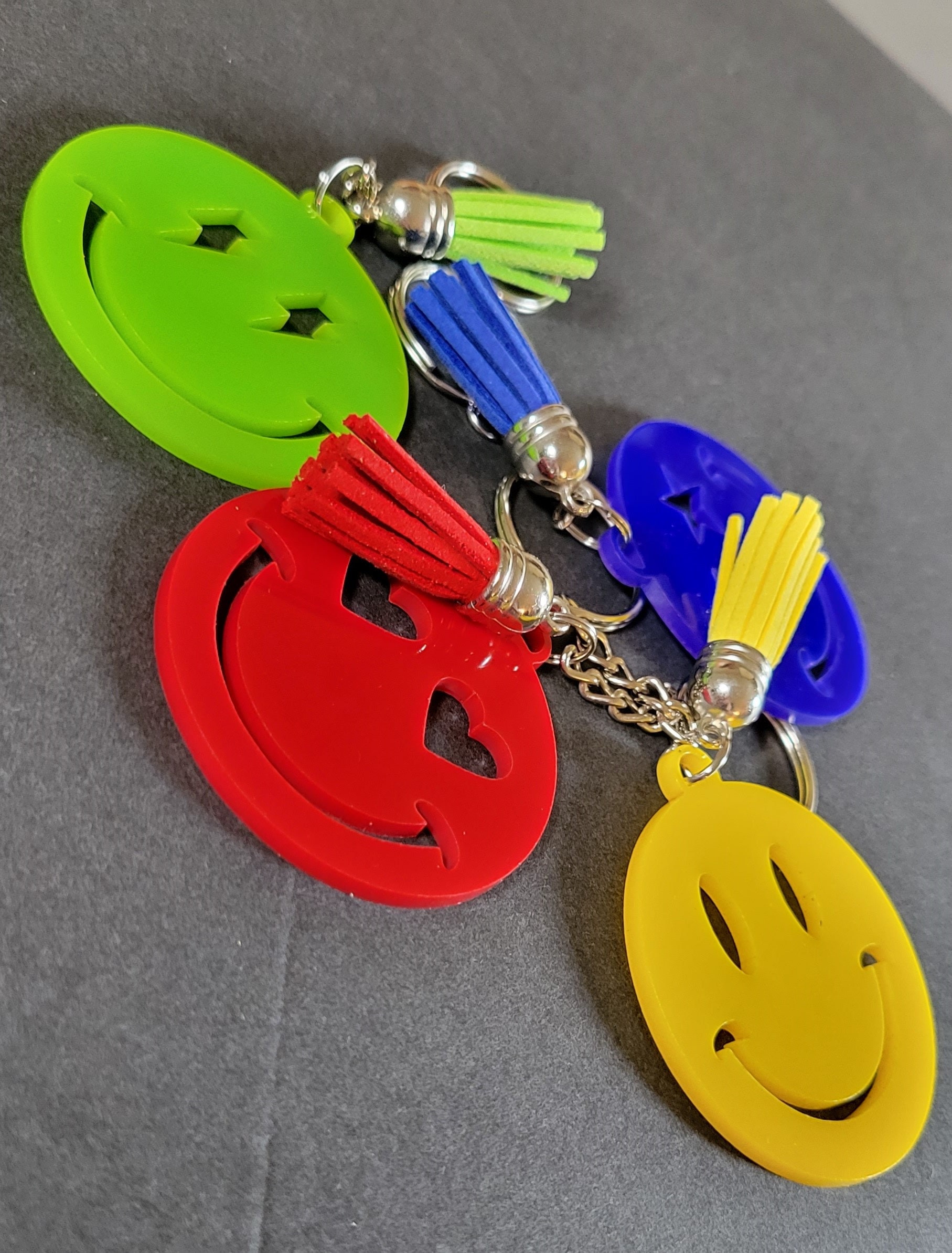 Smiley Face Keychain, Laser Cut, Retro, Backpack Tag, Zipper Pull, Cute ...