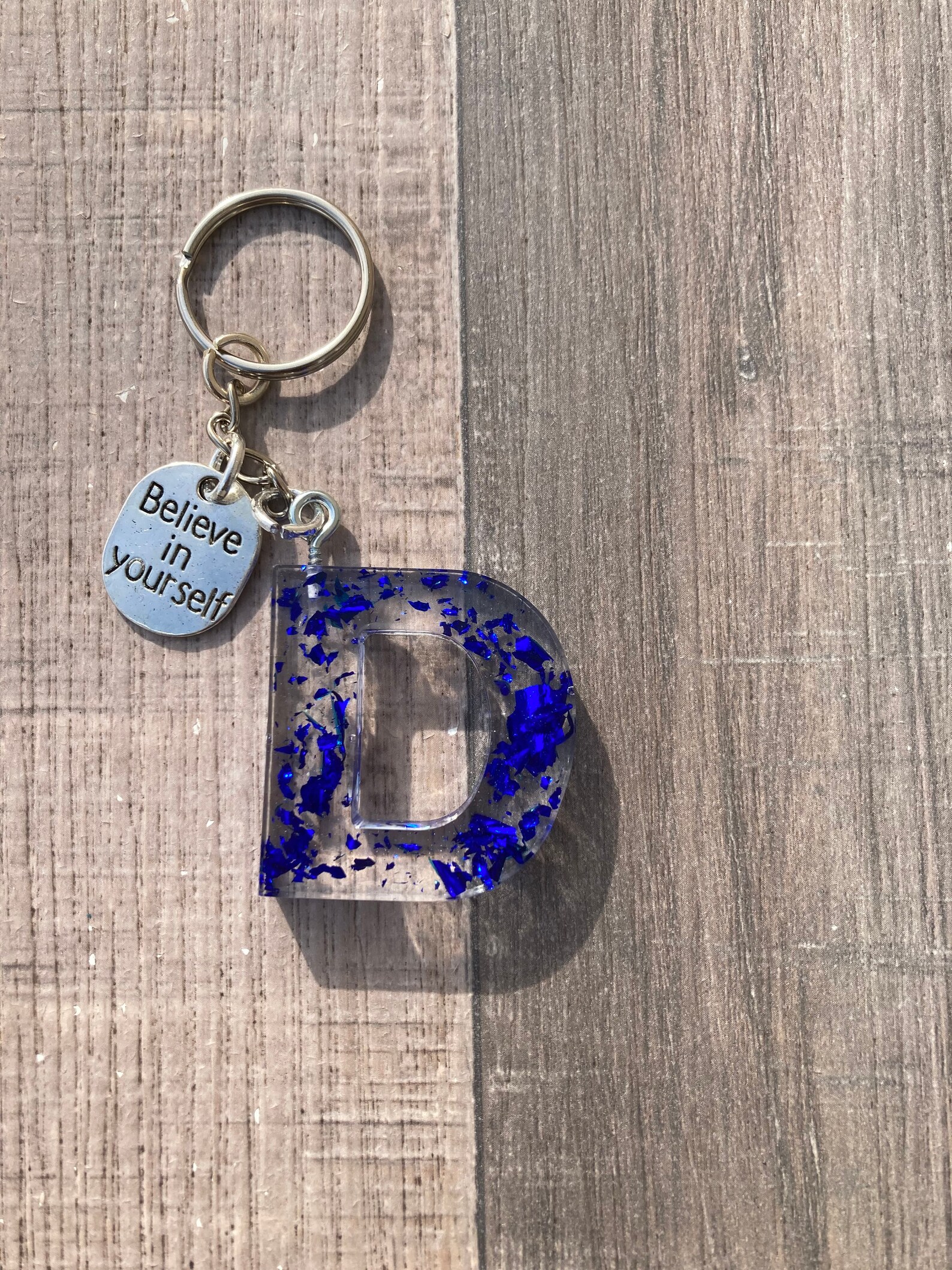 Resin Initial Key Chains With Inspirational Quotes or Crown | Etsy