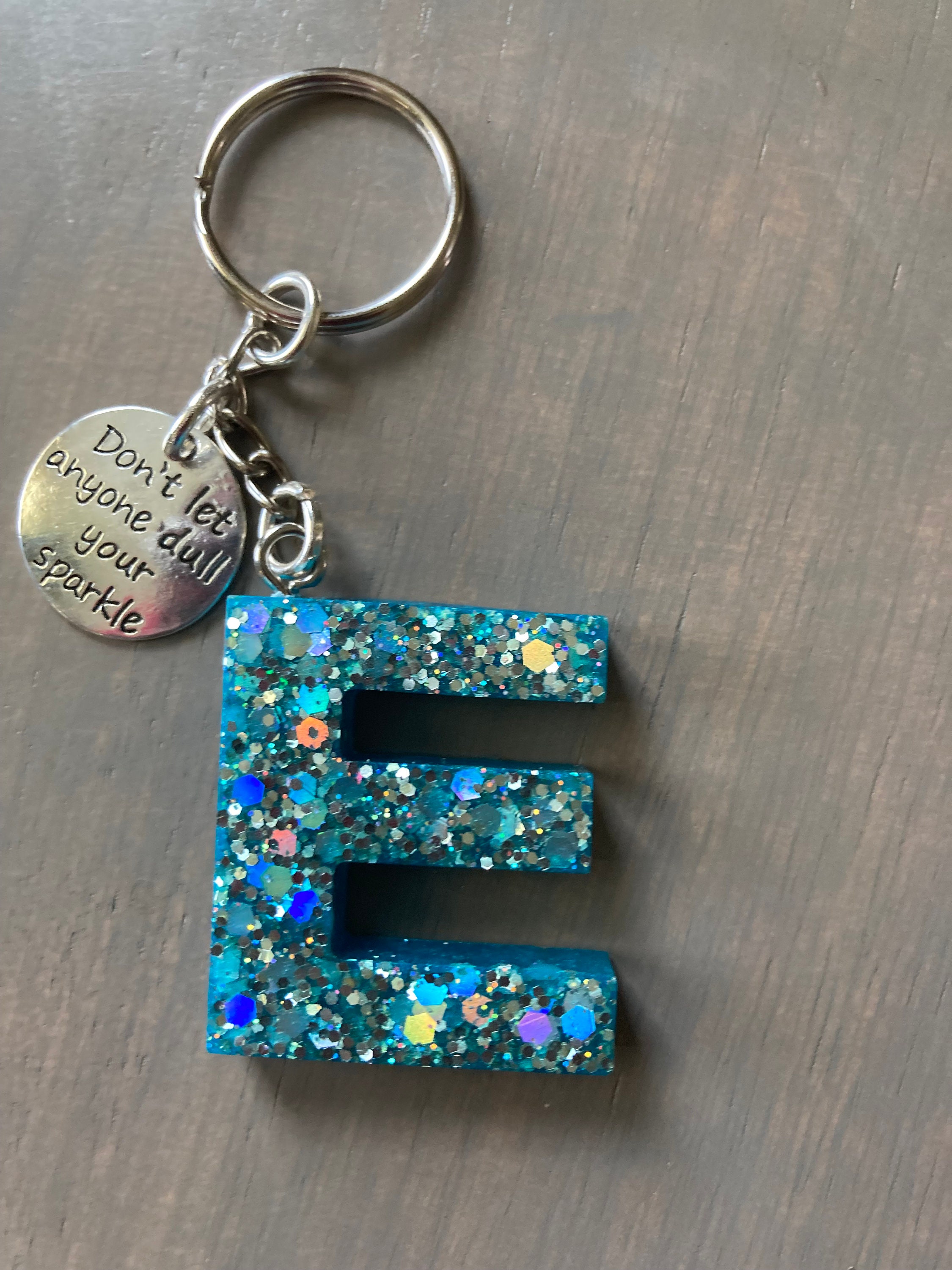 Resin Initial Key Chains With Inspirational Quotes or Crown "e" - Etsy