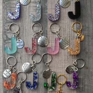 Resin Initial Key Chains With Inspirational Quotes "j" - Etsy
