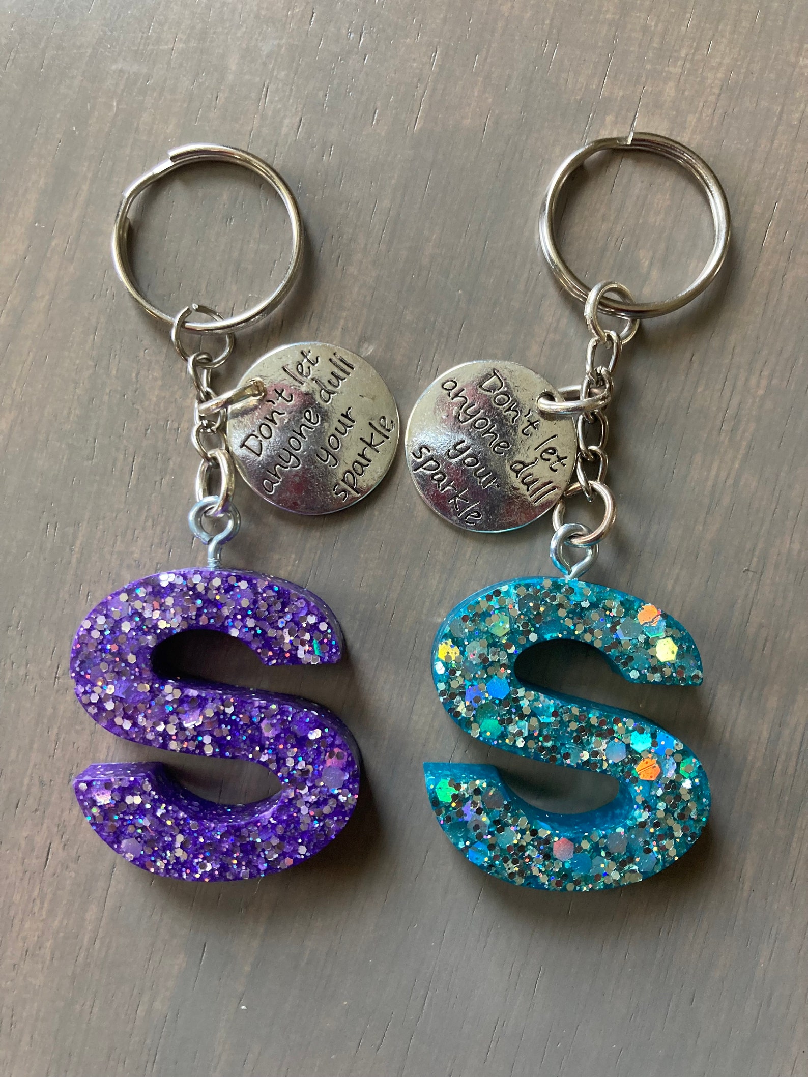 Resin Initial Key Chains With Inspirational Quotes | Etsy