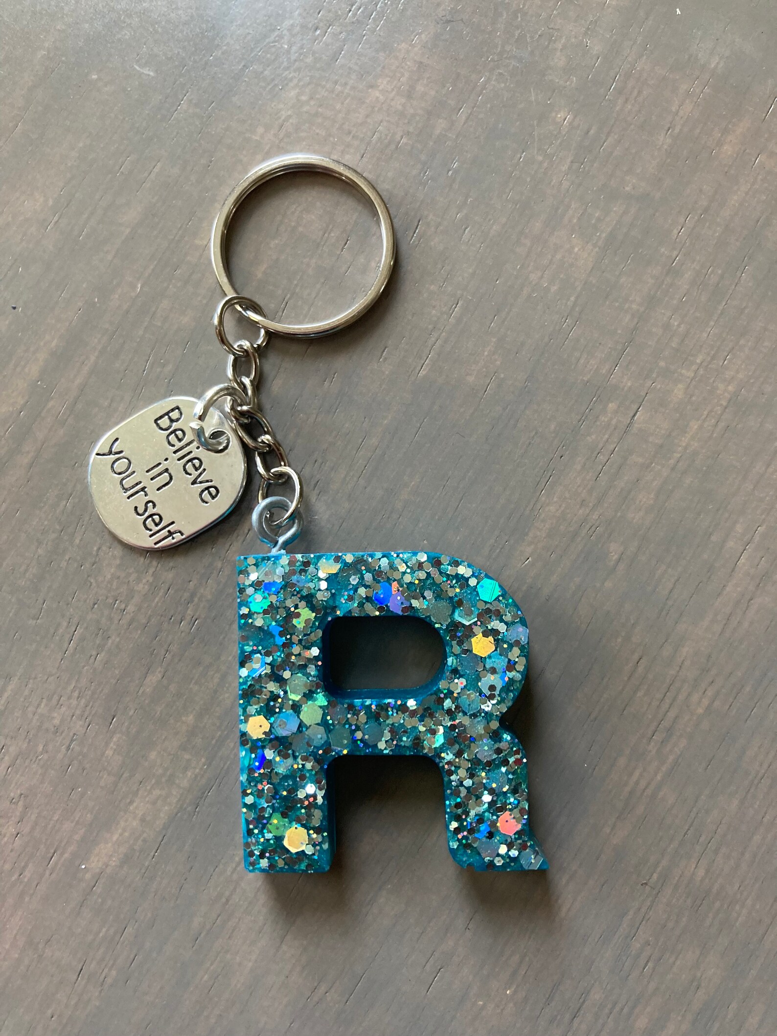 Resin Initial Key Chains With Inspirational Quotes - Etsy