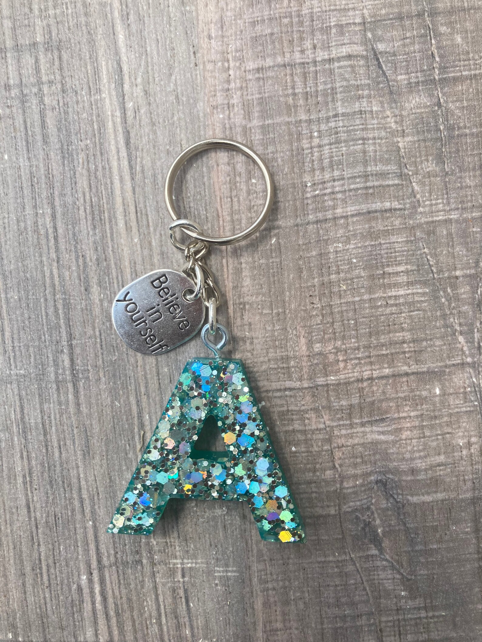 Resin Initial Key Chains With Inspirational Quotes or Crown | Etsy