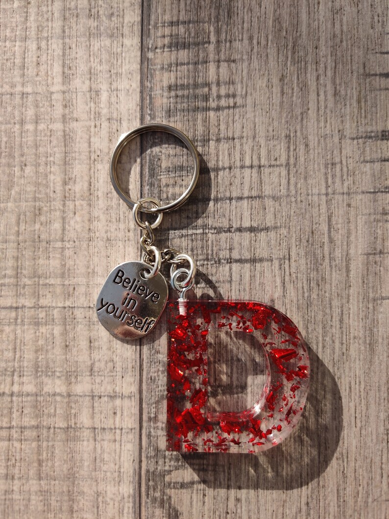 Resin Initial Key Chains With Inspirational Quotes or Crown | Etsy