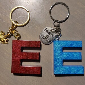 Resin Initial Key Chains With Inspirational Quotes or Crown "e" - Etsy
