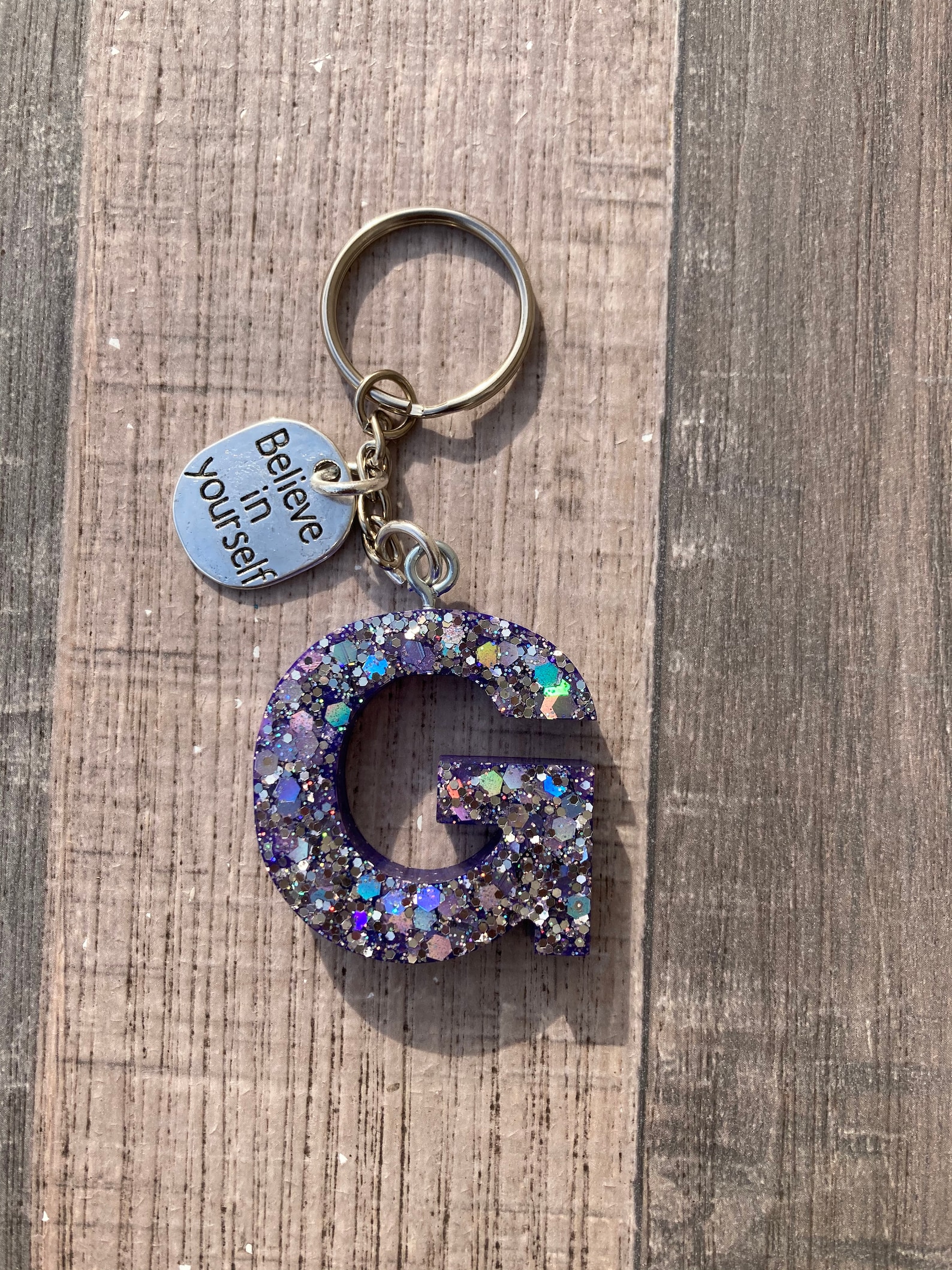 Resin Initial Key Chains With Inspirational Quotes - Etsy