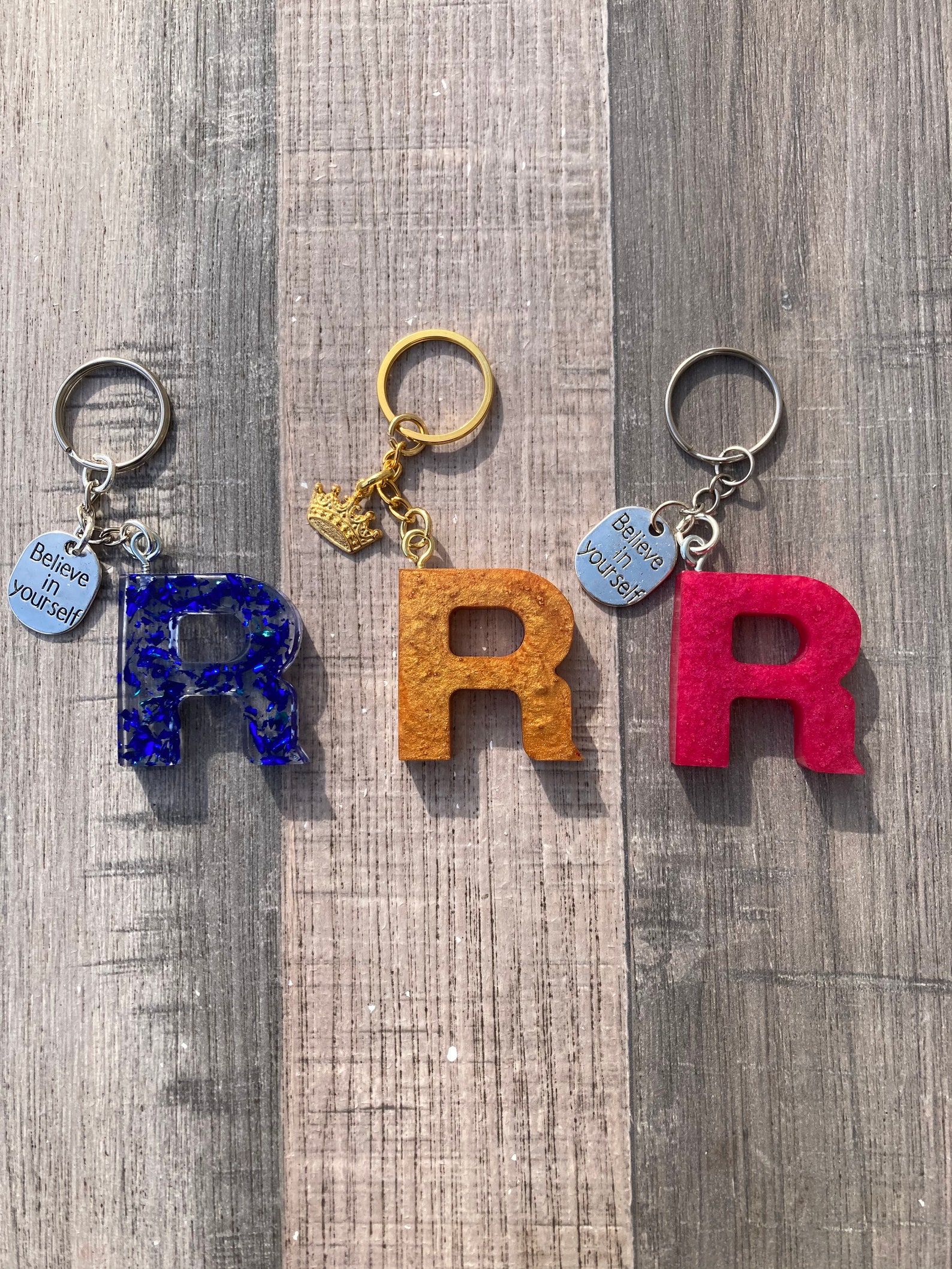 Resin Initial Key Chains With Inspirational Quotes - Etsy