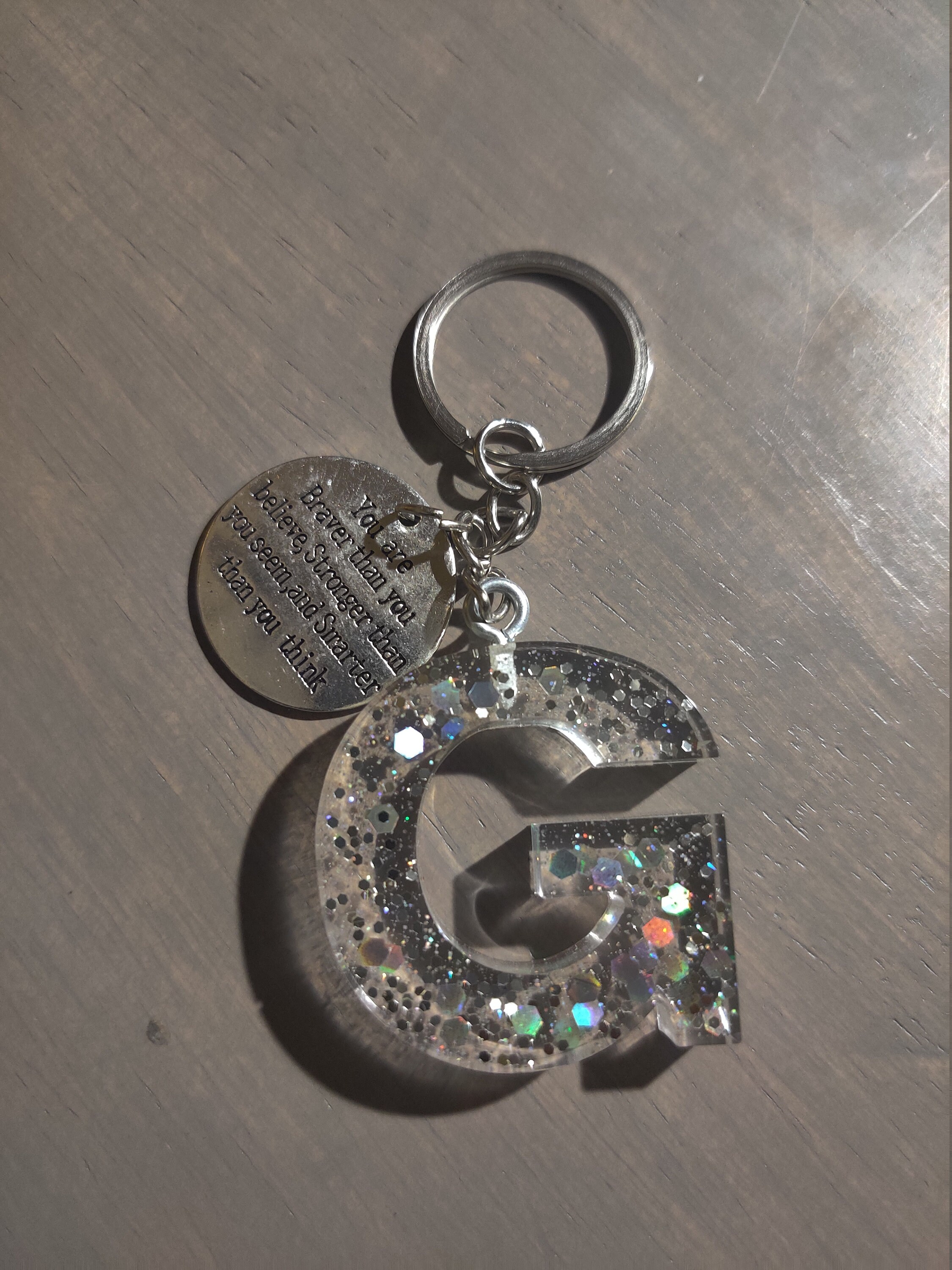 Resin Initial Key Chains With Inspirational Quotes | Etsy