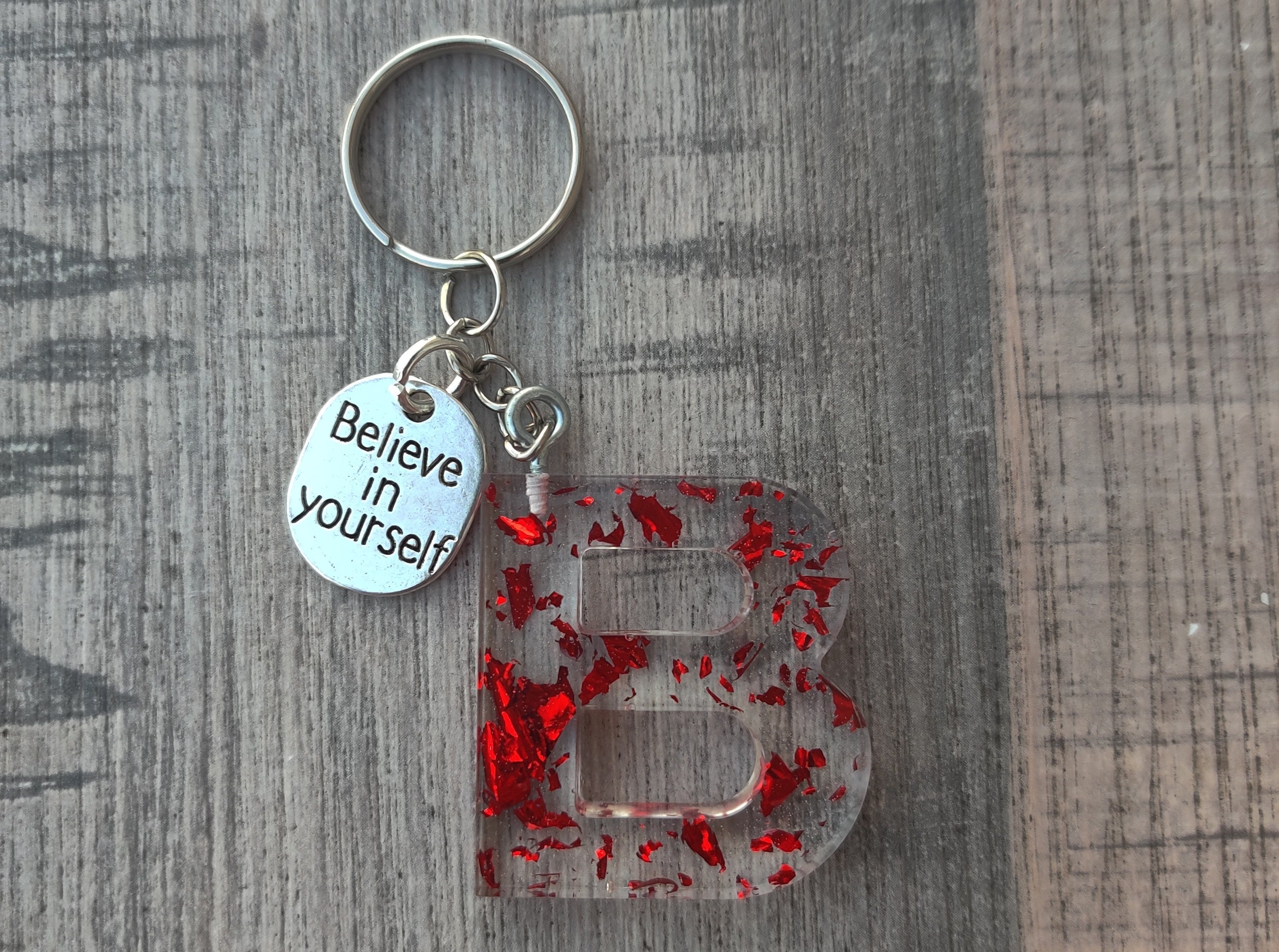 Resin Initial Key Chains with Inspirational Quotes or Crown | Etsy