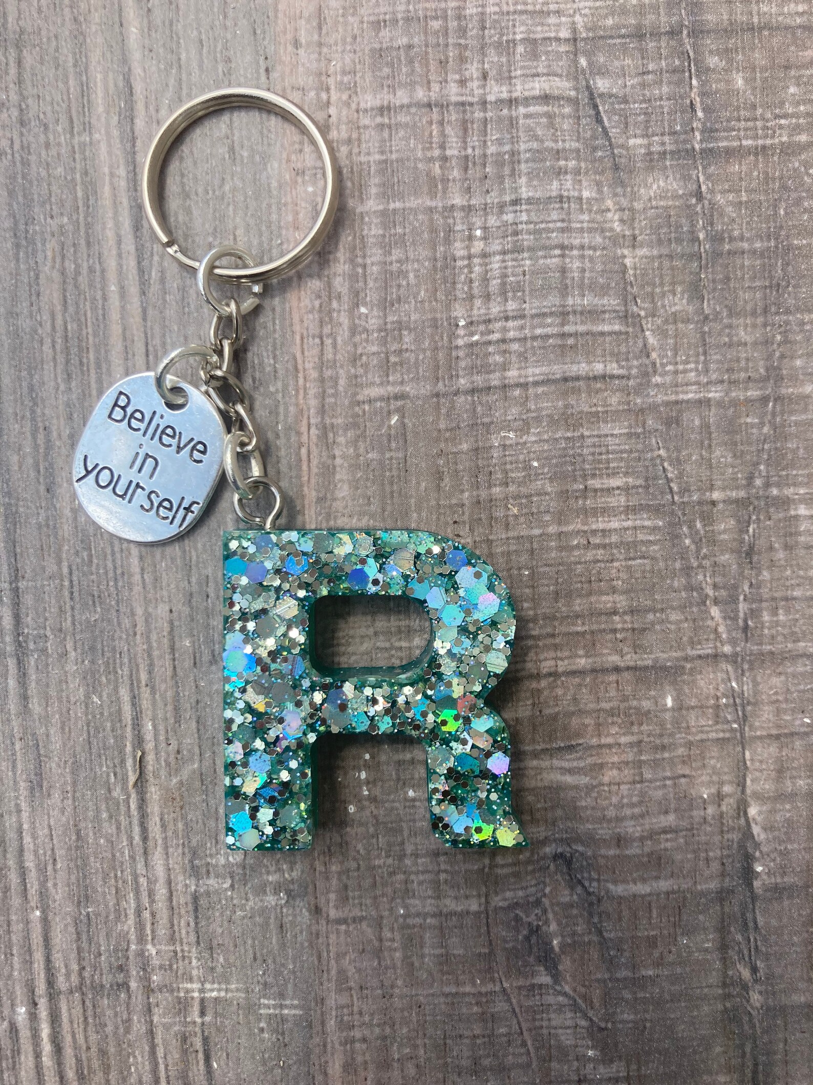 Resin Initial Key Chains With Inspirational Quotes - Etsy