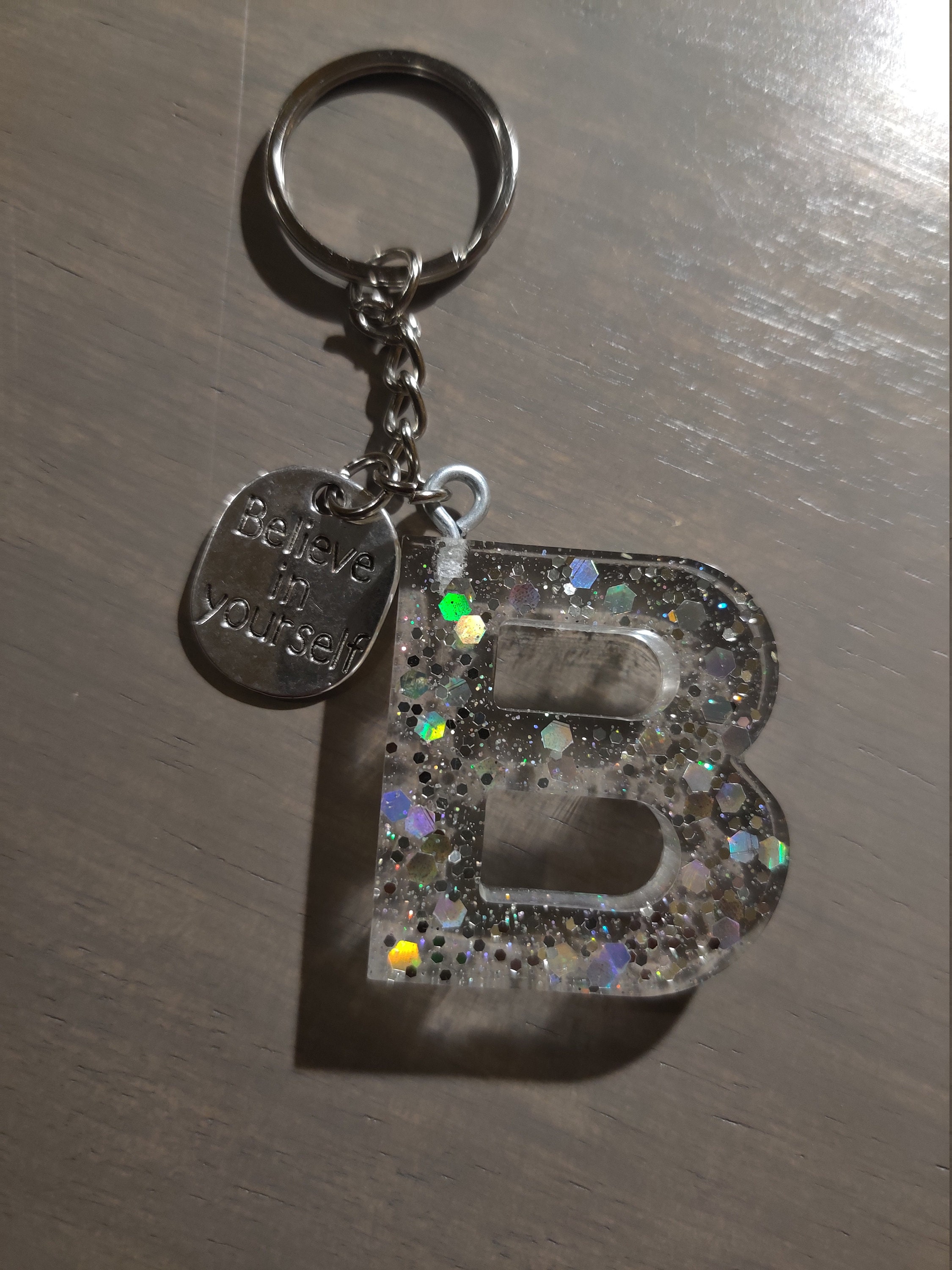 Resin Initial Key Chains with Inspirational Quotes or Crown | Etsy