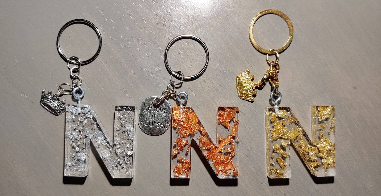 Resin Initial Key Chains With Inspirational Quotes or Crown - Etsy
