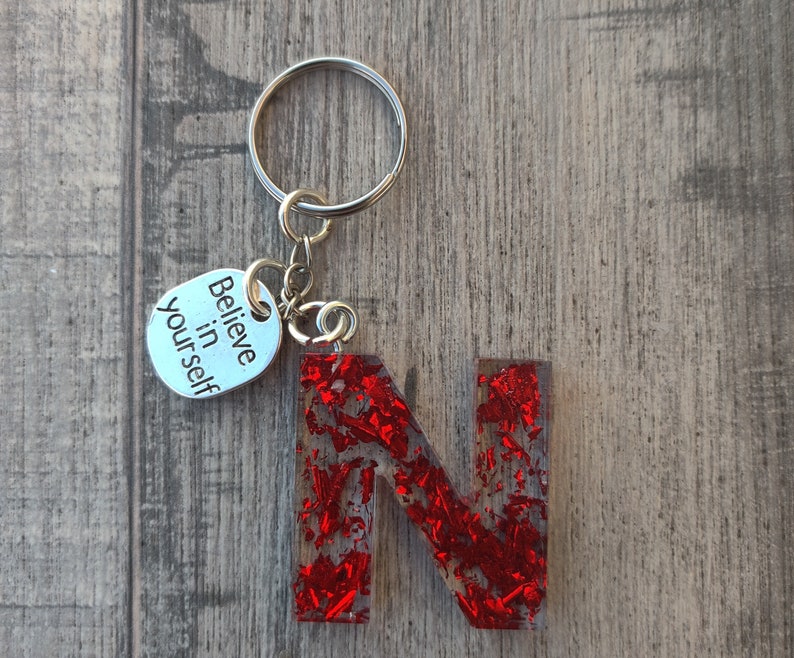 Resin Initial Key Chains With Inspirational Quotes or Crown - Etsy
