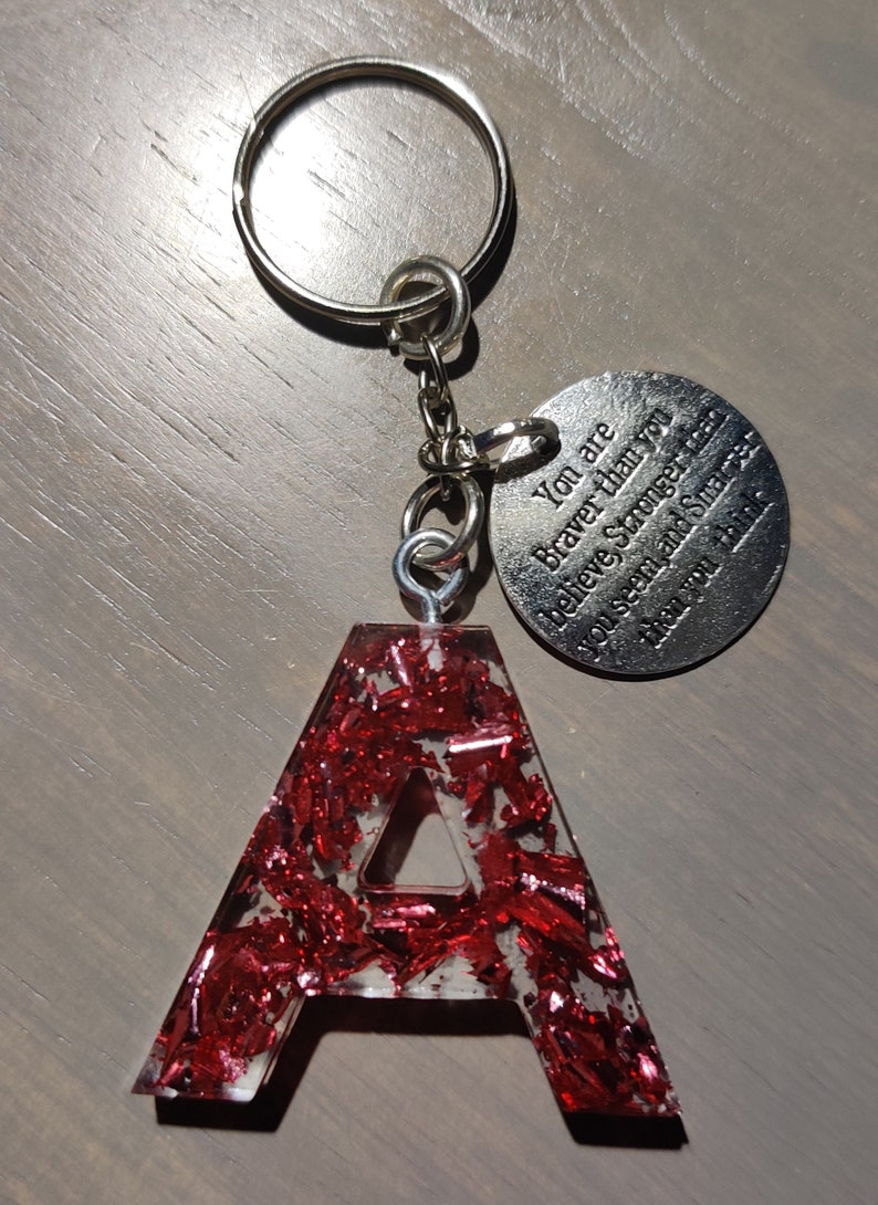 Resin Initial Key Chains With Inspirational Quotes or Crown | Etsy