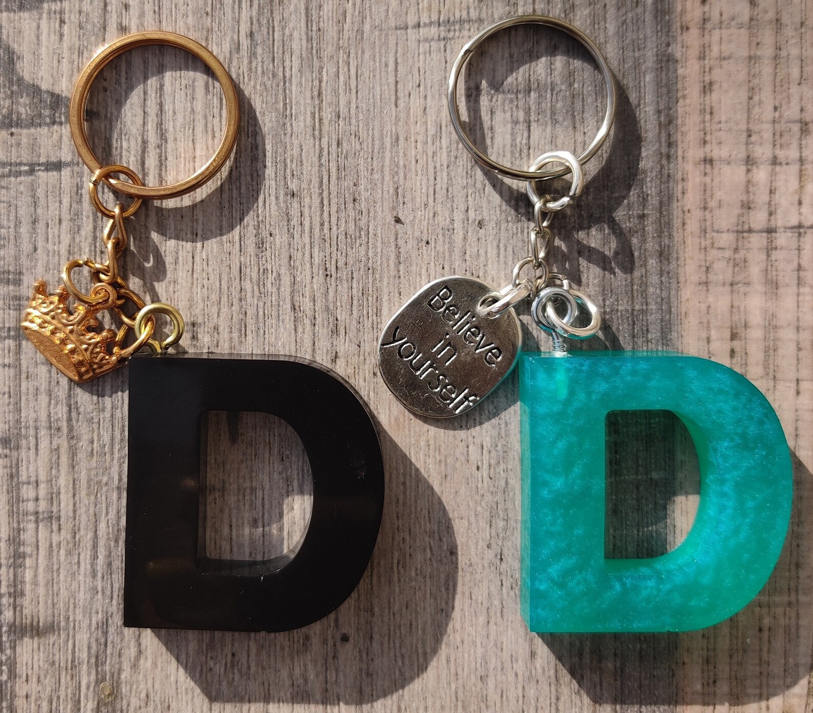 Resin Initial Key Chains With Inspirational Quotes or Crown | Etsy