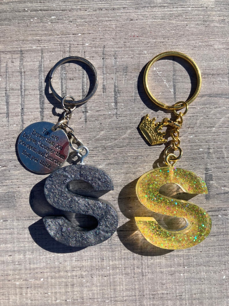 Resin Initial Key Chains With Inspirational Quotes | Etsy