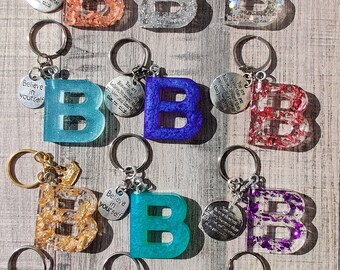 Resin Initial Key Chains With Inspirational Quotes | Etsy