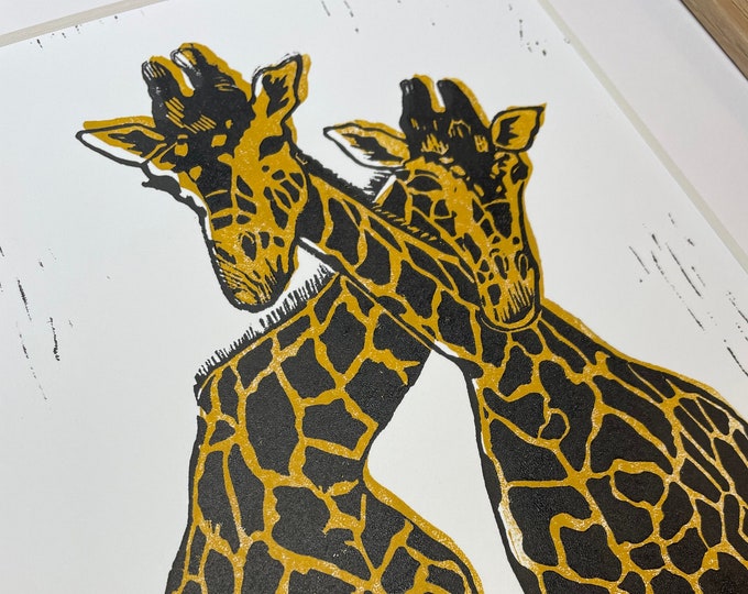 Giraffe Linocut Print - Limited Edition Giraffe Print - Original ...