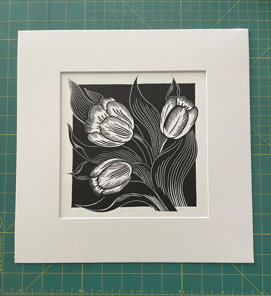 Tulips Original Linocut Print - Tulips Flowers Print - Mothers Day Gift ...