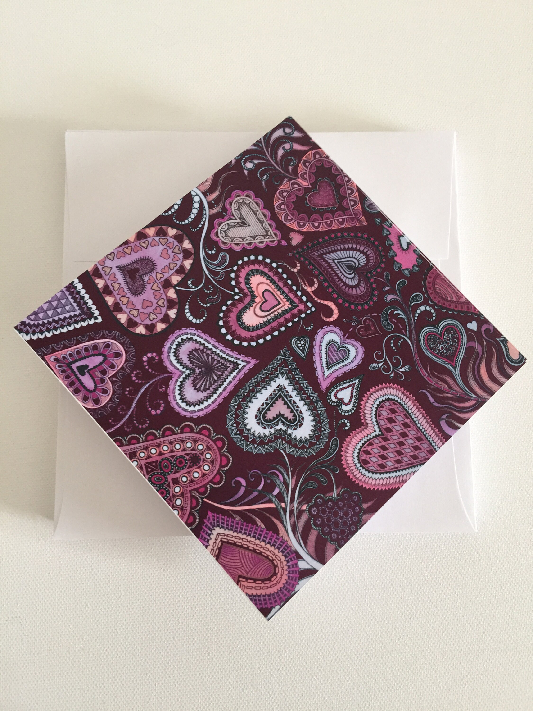 Hearts Greeting Cards with Envelopes Original Artwork Hearts Design ...