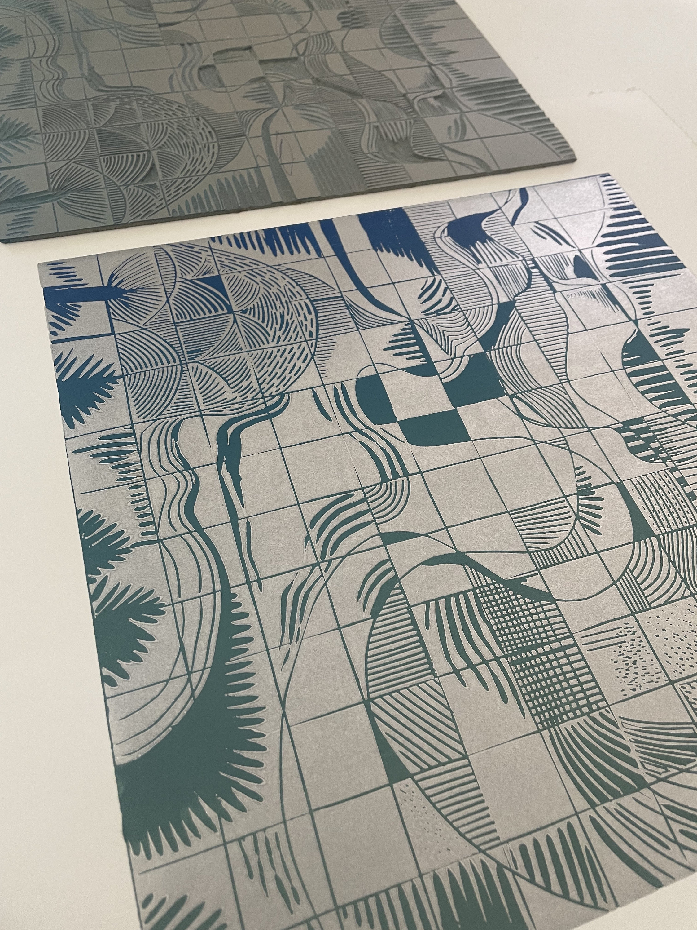 Original Linocut Print Abstract Linocut Print Silver Landscape 1 Wall ...