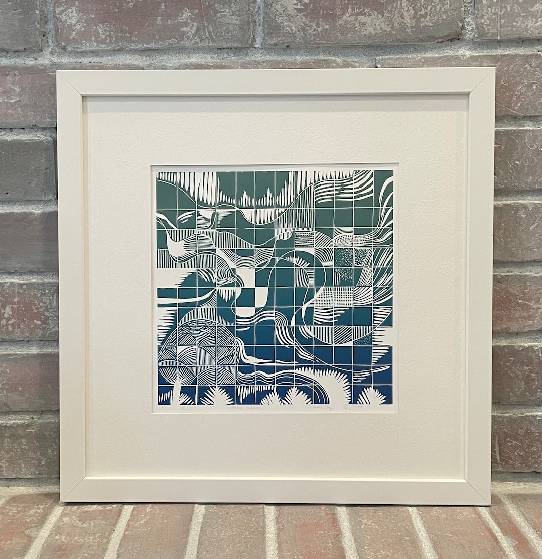 Original Linocut Print - Abstract Linocut Print - Desert Twilight 1 ...