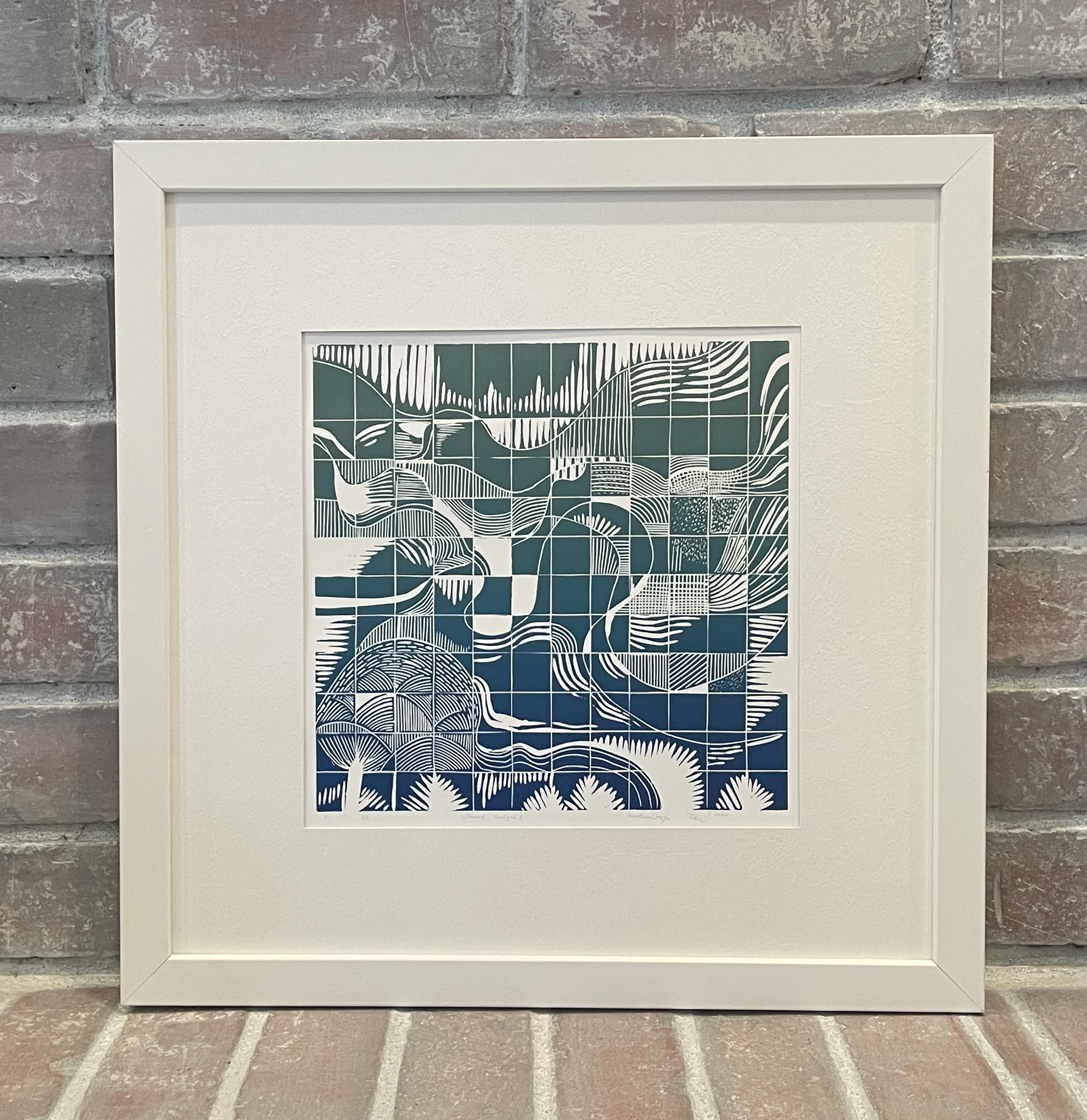 Original Linocut Print Abstract Linocut Print Desert Twilight 1 Wall ...