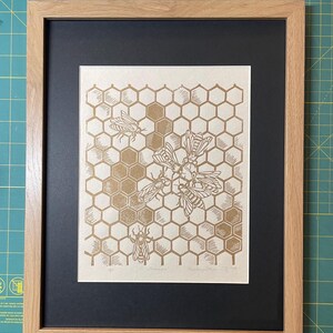 Bee Linocut Print - Honey Bee Linocut Print - Original Bee Linocut ...