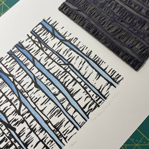 Birch Trees Original Linocut Print - Birch Trees Limited Edition ...