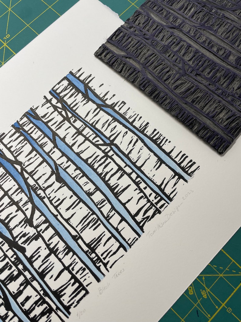 Birch Trees Original Linocut Print - Birch Trees Limited Edition ...