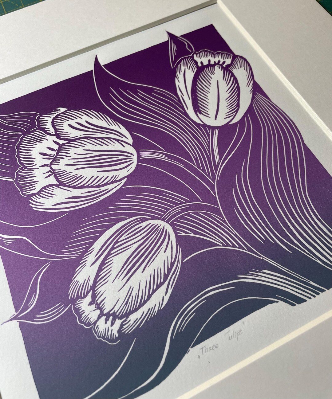 Tulips Original Linocut Print - Tulips Flowers Print - Mothers Day Gift ...