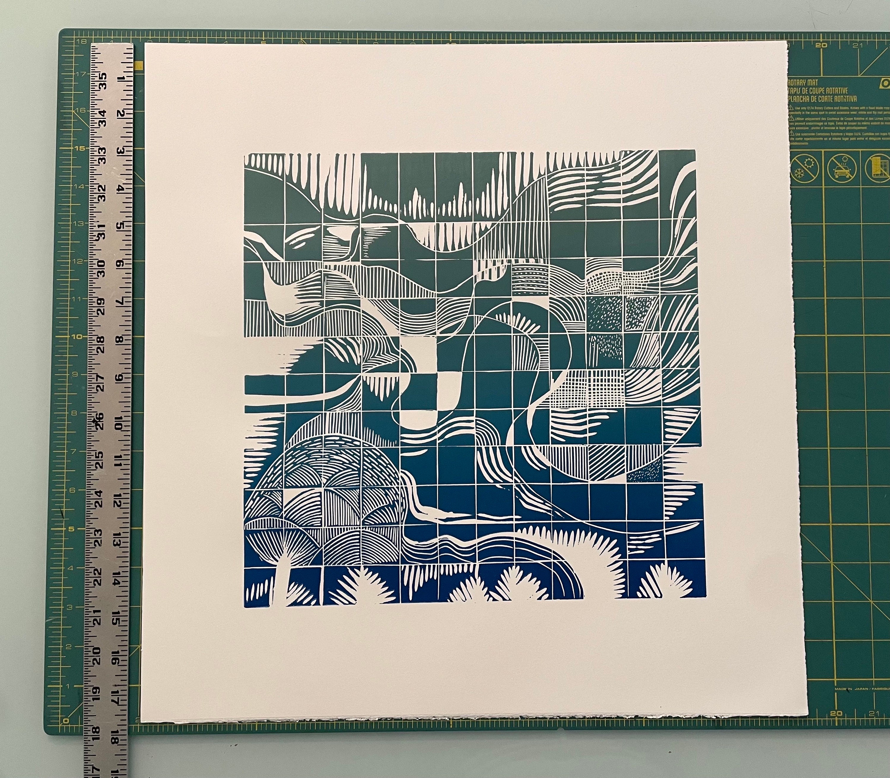 Original Linocut Print Abstract Linocut Print Desert Twilight 1 Wall ...