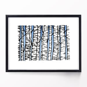 Birch Trees Original Linocut Print - Birch Trees Limited Edition ...