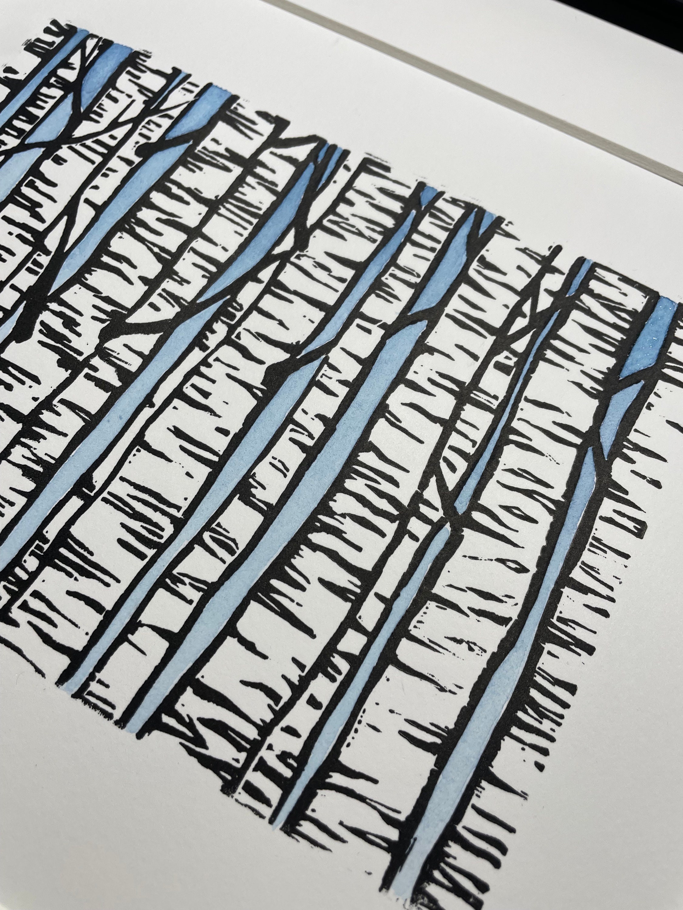 Birch Trees Original Linocut Print - Birch Trees Limited Edition ...