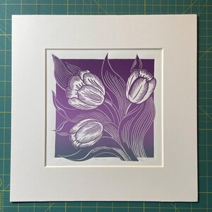 Tulips Original Linocut Print - Tulips Flowers Print - Mothers Day Gift ...